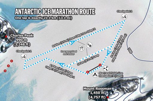 Ice Marathon map detail - Antarctic Logistics & Expeditions